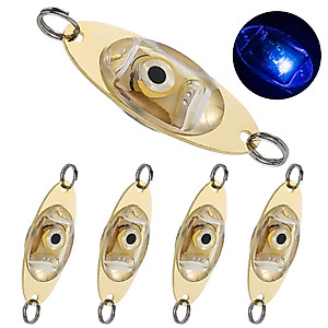 Dr.Fish LED Fishing Lures Kit Deep Drop Fishing Lights LED Fishing Spoons Underwater Flasher Diamond Lights Trolling Lures Halibut Rig Blue