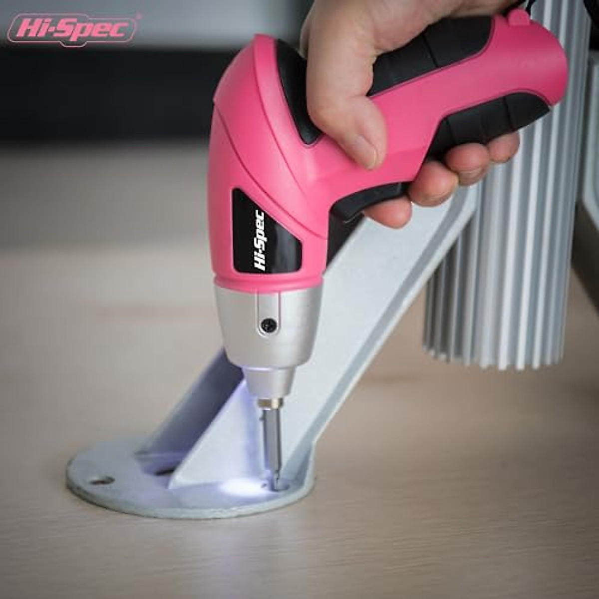 Hi-Spec 27pc 3.6V Pink USB Small Power Electric Screwdriver Set for Women. Cordless & Rechargeable with Driver Bit Set