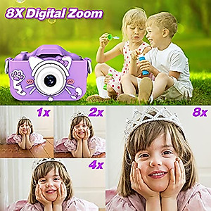 Goopow Kids Camera Toys for 3-8 Year Old Girls,Children Digital Video Camcorder Camera with Cartoon Soft Silicone Cover, Best Christmas Birthday Festival Gift for Kids - 32G SD Card Included