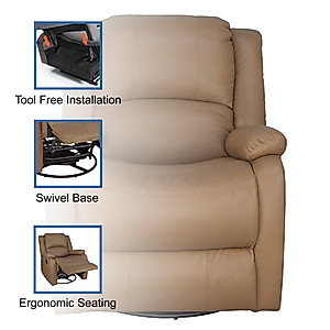 RecPro Set of 2 Charles Collection | 30" Swivel Glider RV Recliner | RV Living Room (Slideout) Chair | RV Furniture | Glider Chair | Toffee