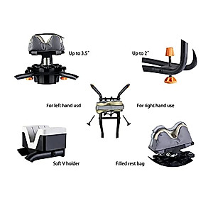 PORMUCAL Adjustable Ambidextrous Rifle Hunting Shooting Rest for Outdoor Range with Deluxe Universal Front Rest Bag