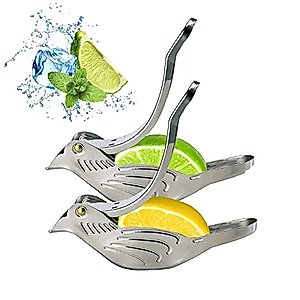 OGWSRK Elegant Bird shaped Stainless Steel Manual Lemon Juicer and Lime Extruder, Manual Lemon Juicer, Stainless Steel Fruit Juicer Portable Lemon Citrus Bird Lemon Juicer Kitchen Gadget Manual Lemon Juicer Silver (2 pieces)