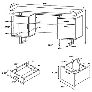 Coaster Furniture Lawtey Modern Contemporary 2 Drawer Home Office Writing Desk Storage File Cabinet Silver Metal Frame Cappuccino Brown 801521