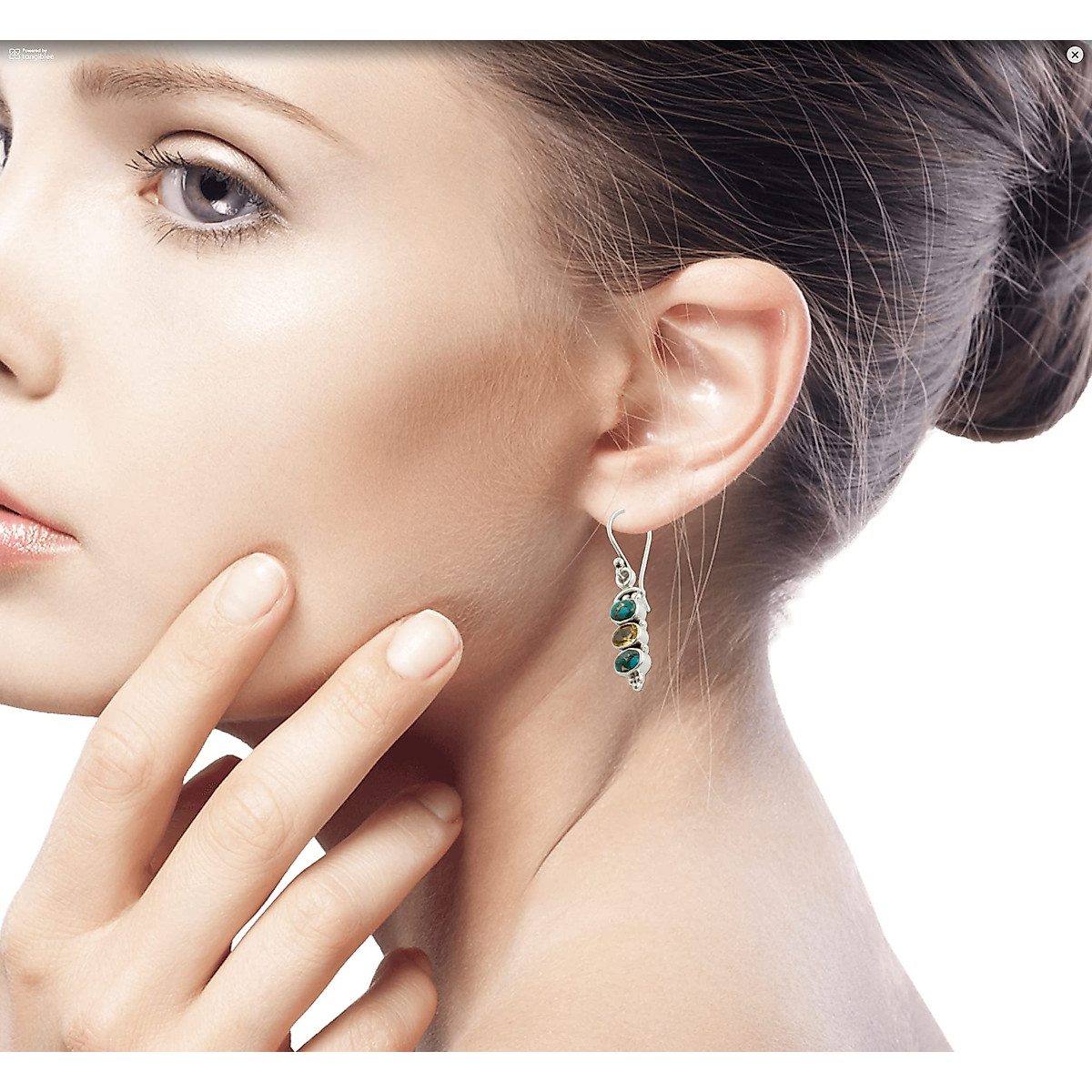 NOVICA Artisan Handcrafted Citrine Dangle Earrings | Turquoise Sterling Silver Earrings | Natural Stone Dangle Earrings For Women | Genuine Turquoise Dangle Earrings | French Wire Dangle Earrings