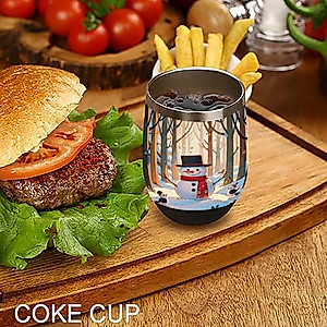 OPTKSNCU 304 Stainless Steel Insulated Cup with Lid, Snowman Christmas Print Durable, And Easy to Clean – Ideal for Home, Office, And Gift Giving