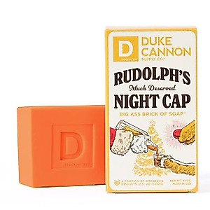 Duke Cannon Supply Co. Big Ass Brick of Soap Bar for Men Holiday Edition Rudolph's Much Deserved Night Cap (Toasted Cinnamon&Leather)Multi-Pack- Superior Grade, Extra Large, Paraben-free 10 oz(3 Pack)