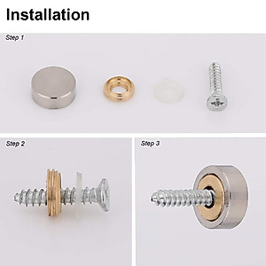 Mellewell 40 PCS Screw Covers Decorative Caps (Solid Brass Construction) Mirror Screws Fasteners, 3/5" Diameter, Brushed Stainless Steel