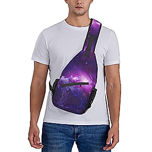 UNIOND Purple&Blue Galaxy Printed Sling Bag Adjustable Cross Chest Bag Shoulder Backpack for Outdoor Travel