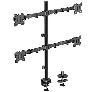 MOUNTUP Quad Monitor Stand, 4 Monitor Desk Mount for 13 to 32 inch Computer Screens, Fully Adjustable Stacked Mount with Tilt Swivel, Four Heavy Duty Monitor Mount, Holds up to 17.6lbs per Arm, MU3007