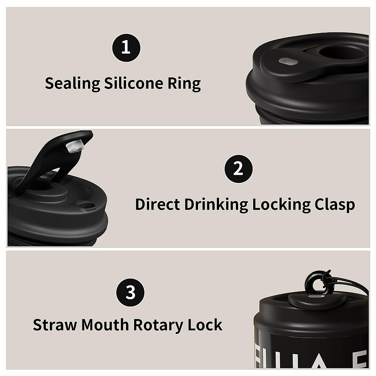 GOOM 18oz Travel Coffee Mug Tumbler with Lid and Straw, 18/10 Stainless Steel, 6-Layer Insulation, Spill Proof|Leak Proof Tumbler with Straw Mouth Rotary Lock, Coffee Mugs for Men, Women - Black