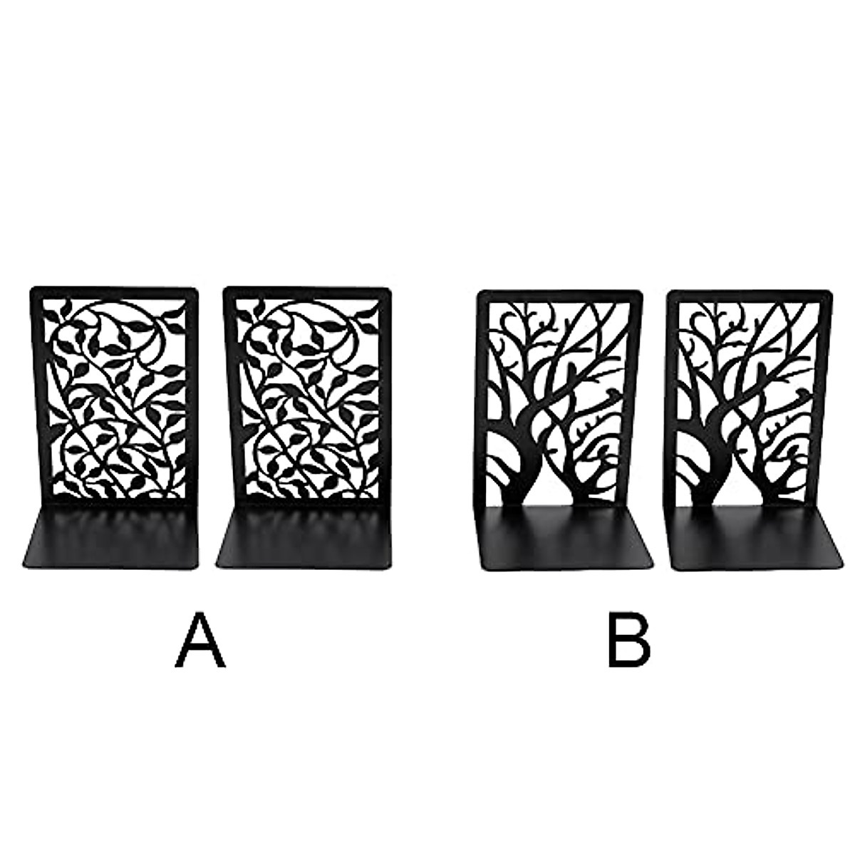 Book Ends, 1 Pair Metal Decorative Bookends for Shelves, Heavy Duty Book Shelf Holder Non Skid Book Stoppers, Modern Bookends for Home Office Desk and Bookshelves(Size:A)