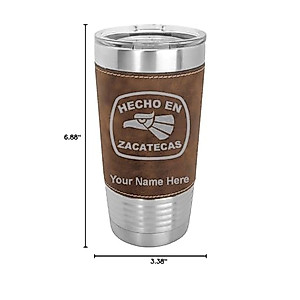 LaserGram 20oz Vacuum Insulated Tumbler Mug, Hecho en Zacatecas, Personalized Engraving Included (Faux Leather, Rustic)