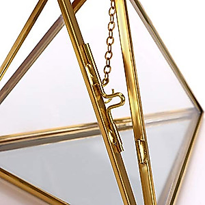 Hipiwe Jewelry Ring Display Holder - Glass Ring Holder Geometric Glass Ring Jewelry Box Wedding Ring Bearer Gift Box Hanging Prism Ring Stand Proposal Ring Display Case (Triangular pyramid)