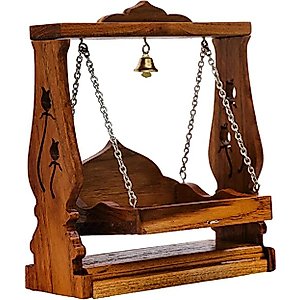 will and weaves Wooden krishna Swing/Jhula handmade ladoo gopal jhula or krishna swing janamashtmi jhula brown color, ‎20 x 10 x 23 cm approx