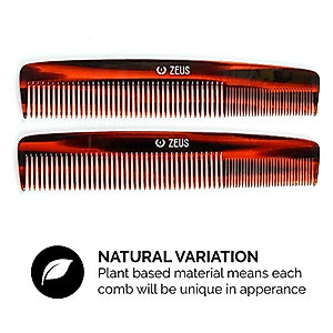 ZEUS Handmade Saw-Cut 2-in-1 Beard Comb – 7.5” Mustache & Beard Comb (Traditional) C11