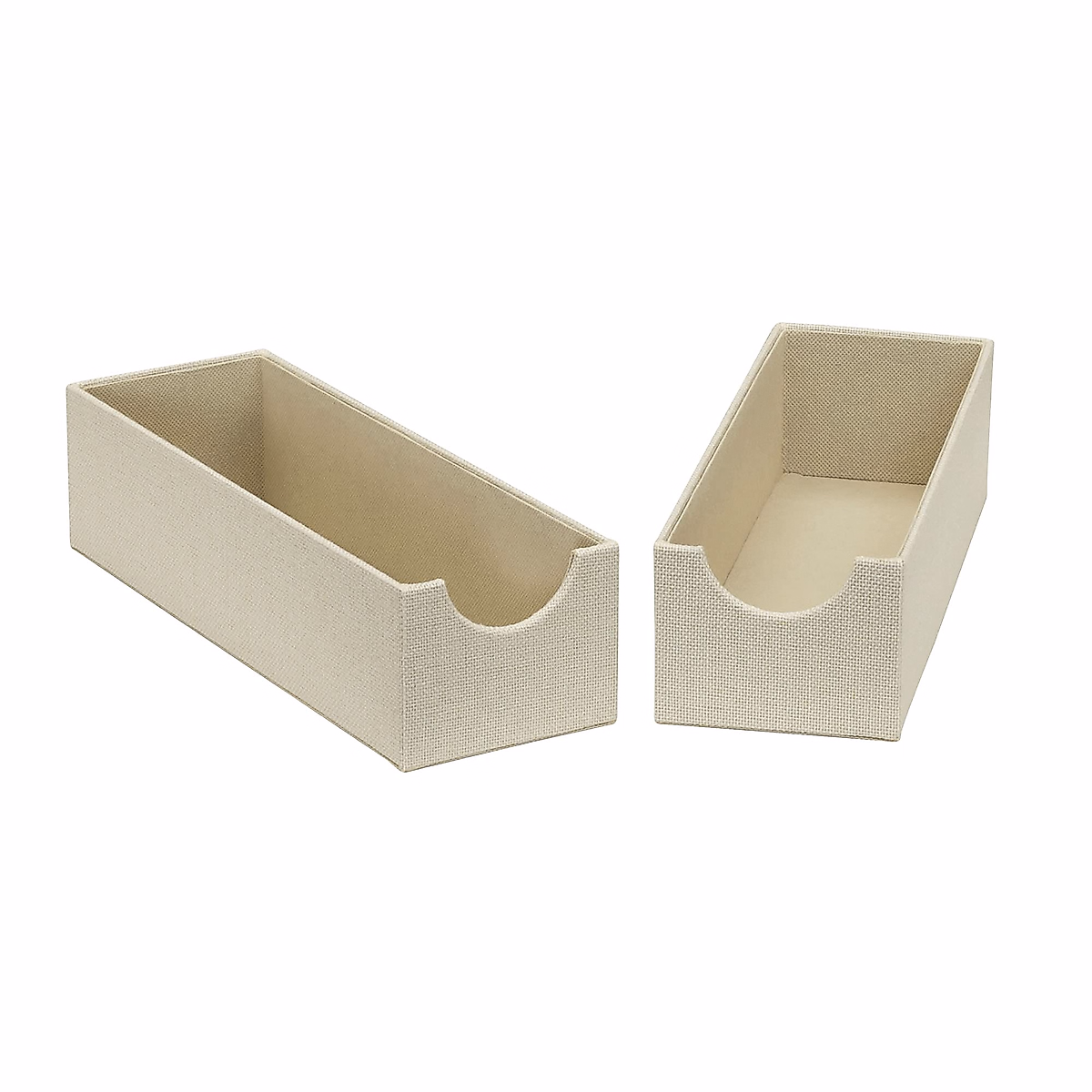 Household Essentials Cream Narrow Deep Drawer Organizer Boxes for Storage | 2pc Set