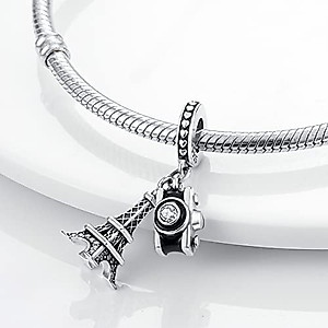 MULA 925 Sterling Silver Charms for Bracelets and Necklaces Lipstick and Bag Dangle Pendants Tower Camera Beads Charms Jewelry Gift for Women Girls