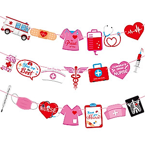 Nurse Theme Banner Nurse Graduation Party Bunting Decorations Congrats to Nurse Garland for Hospital Rn Theme Party Medical School Graduation Party Nurse Day Party Birthday Party Decorations
