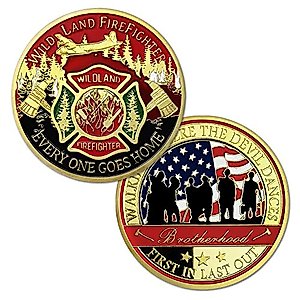 US Wildland Firefighter Souvenir Badges Emblem Gift for Wasteland Hero Fireman