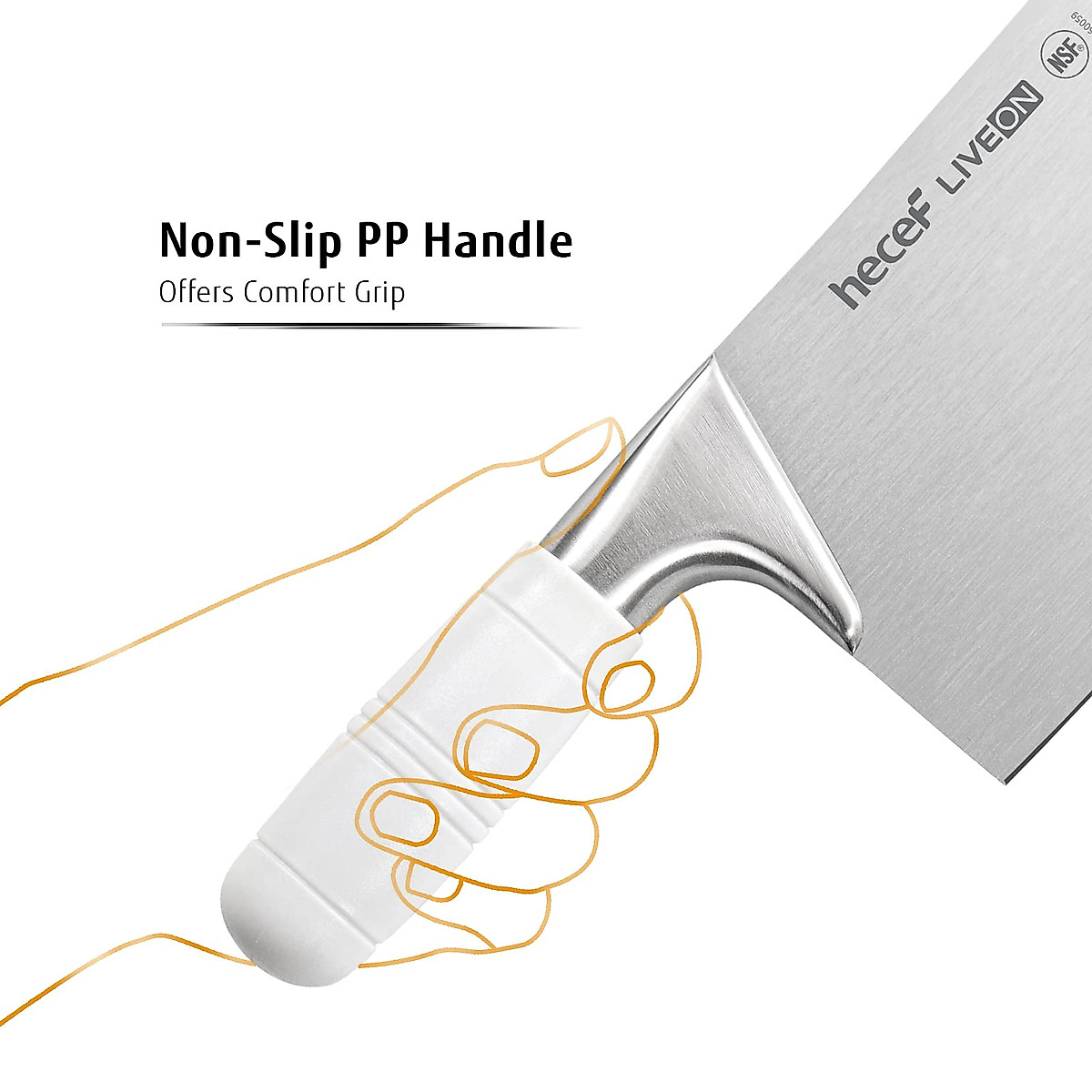 hecef Cleaver Knife 8.2 Inch, Chinese Chef Knife, German Stainless Steel Slicer Cleaver, Vegetable Meat Cutting Knife for Home & Restaurant, Yellow, NSF Certified