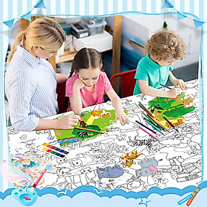 Set of 3 Jumbo Giant Coloring Poster, 45 x 32 Inch Large Table Wall Sheets with Zoo Animal, Ocean Creature, Dinosaur Theme Big Huge 16 Pages Fun Coloring Activities Kids Gift