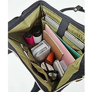 anello(アネロ) Anero ATB2521Z Backpack with Clasp, Large, A4 Base, Water Repellent, Multiple Storage, PC Storage, Olive