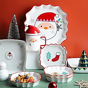 KOWMcp Dinner Plates Christmas Ceramic Tableware Creative Dinner Plate Candy Tray Household