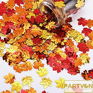 Fall Decor Party Table Scatter Confetti - Thanksgiving Day Maple Leaves Foil Metallic Sequins Confetti Autumn Fall Wedding Baby Shower Party Sprinkles Confetti Decorations