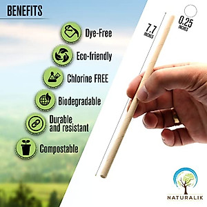 Naturalik 300/1000-Pack Extra Durable Brown Paper Straws Biodegradable- Premium Eco-Friendly Paper Straws Bulk- Drinking Straws for Juices, Restaurants and Party Supplies, 7.7" (Brown, 300ct)