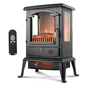 VOLTORB Electric Fireplace Heater with Remote, 22.4" Freestanding Portable Infrared Fireplace Heater Stove with 3-Sides Realistic Flame for Indoor Use, Overheating and Tip-Over Safety, 1000W/1500W