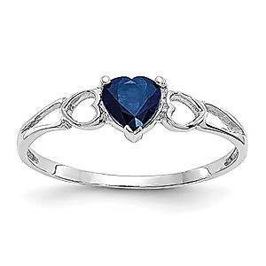 IceCarats 14K White Gold Blue Sapphire Heart Love Ring Gemstone Band September Birthstone Jewelry Size 6