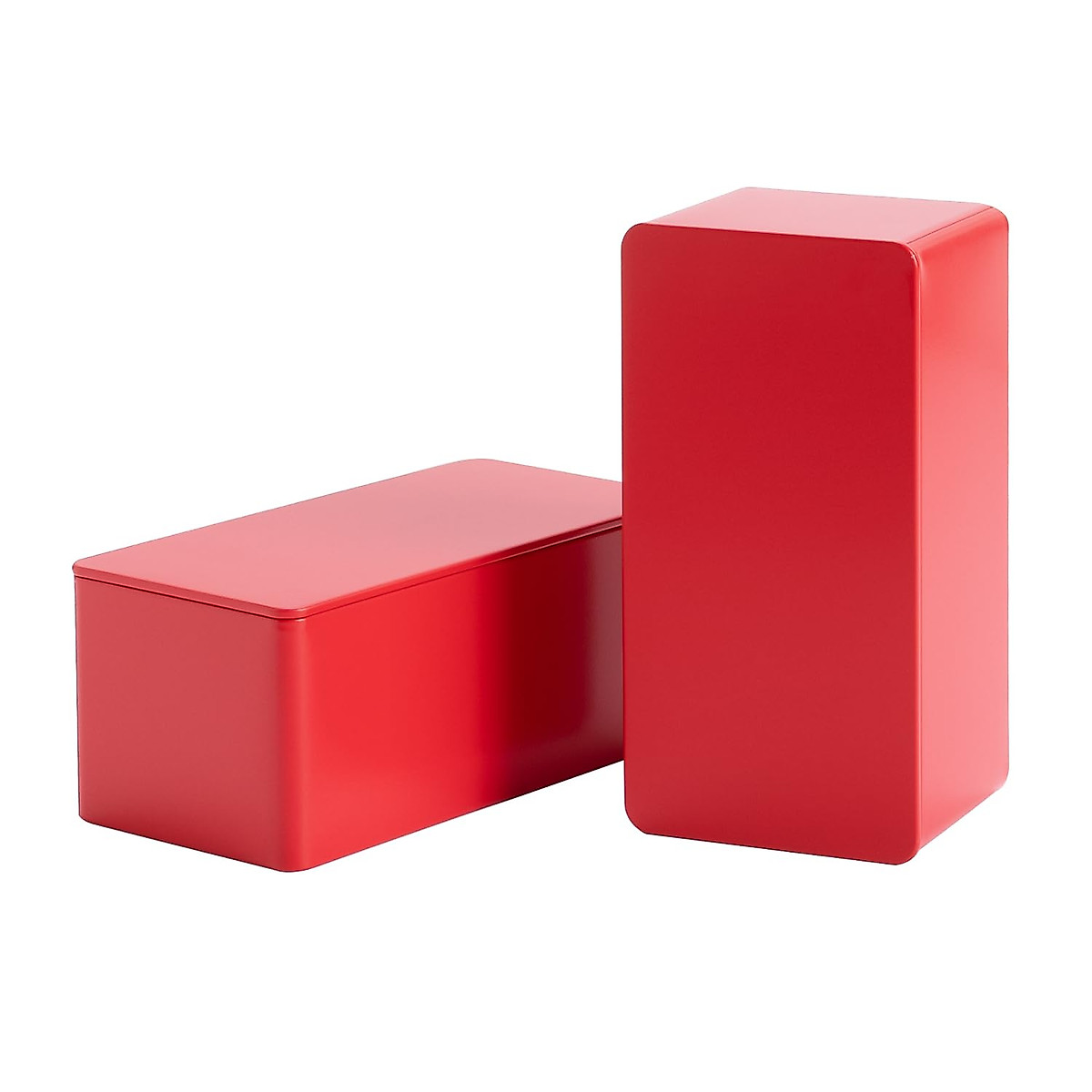 Tianhui Rectangle Metal Boxes Tin container for Small Storage Container Kit with Lid Keeping Biscuit,Tea,Coffee,Cookies, Food,Flour,Baked Goods Storage 6.3 x 3.15 x 2.68 inch (Red)