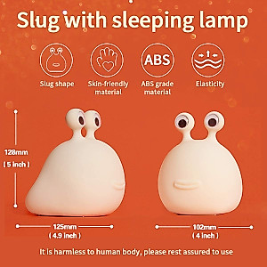 MUID Original Authentic Slug Night Light with Touch Sensor for Bedroom, Nursery Squishy Silicone Soft Night Light for Breastfeeding, Cute Animal Bedside Lamp for Baby Kids Teens