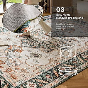 OMERAI Rug 8x10 Area Rug for Bedroom Washable Rug for Living Room Kitchen Dining Room Rugs Non-Slip Home Decor Carpet Faux Wool Rug Large Modern Art Ultra Soft Blue Area Rug-Chic