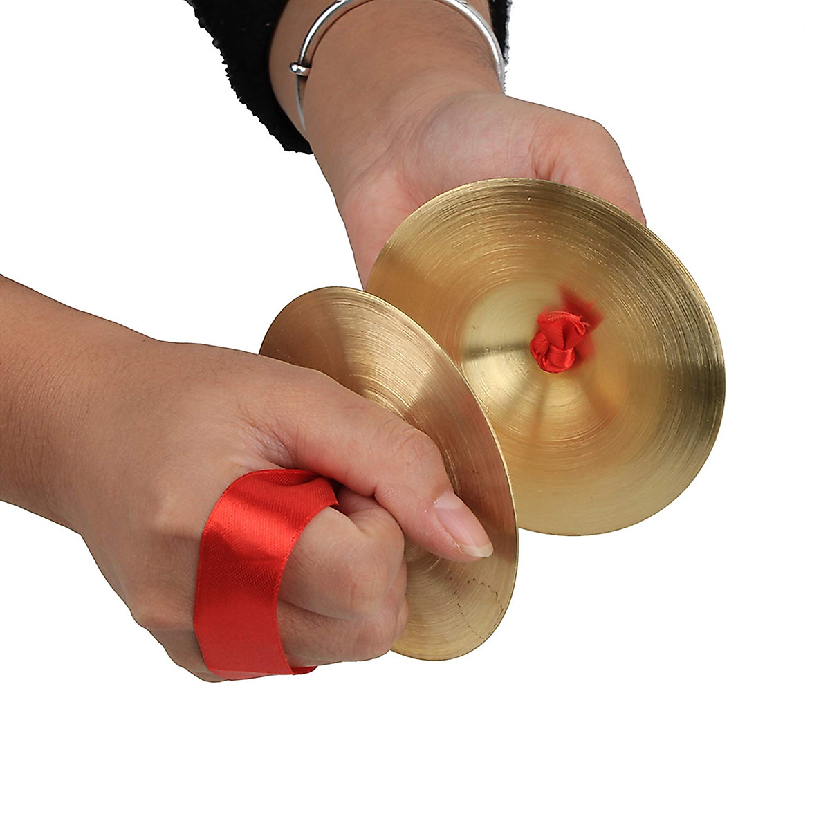 9cm Diameter Small Brass Hand Cymbal Gong Band Rhythm Percussion Musical Parts Pack of 2