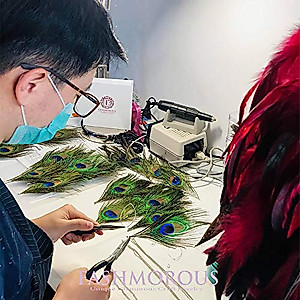 Fashmorous Long Feather Earrings for Women Boho Natural Brown Long Feather Earrings for Women Dangle