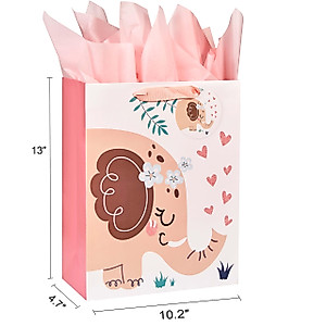 SUNCOLOR 2 Pack 13" Gift Bags for Baby with Tissue Paper