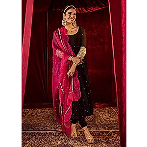 Elina fashion Indian Kurti for Womens With Pant & Dupatta | Ethnic Readymade Kurtis Stitched Kurta For Women Black