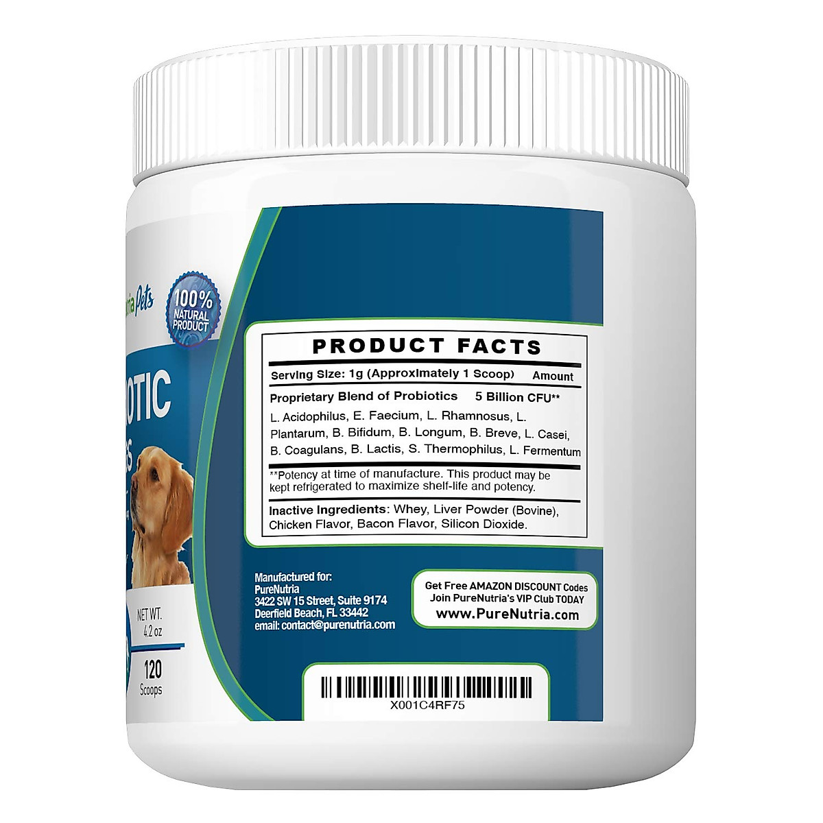 PureNutria Dog Probiotics Dog Supplements - for Dog Diarrhea, Upset Stomachs, Yeast, Gas, Dog Allergy and Dog Immune System Support - Made in USA - 12 Targeted Strains 5 Billion CFU - 120 Scoops