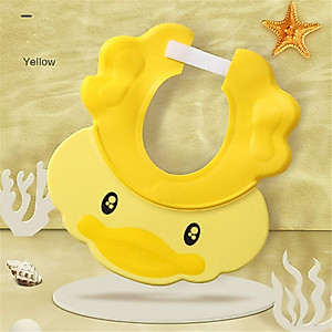 chislim Baby Shower Shampoo Cap,Adjustable Safety Bath Visor Waterproof Hair Washing Bathing Hat with Ear Protection for Toddler, Baby, Kids (Yellow)