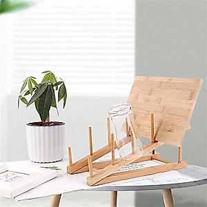 Hsakess Wooden Dish Rack Minimalist Creative Drainage Plate Stand Holder Kitchen Cabinet Organizer for Pot Lid Tableware