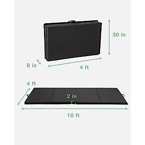 Tumbling Mats for Gymnastics for Home 4'X10'X2" Gym Exercise Pad with Carrying Handles Folding Exercise Mat for Yoga,Stretching,Workouts,Home Gym