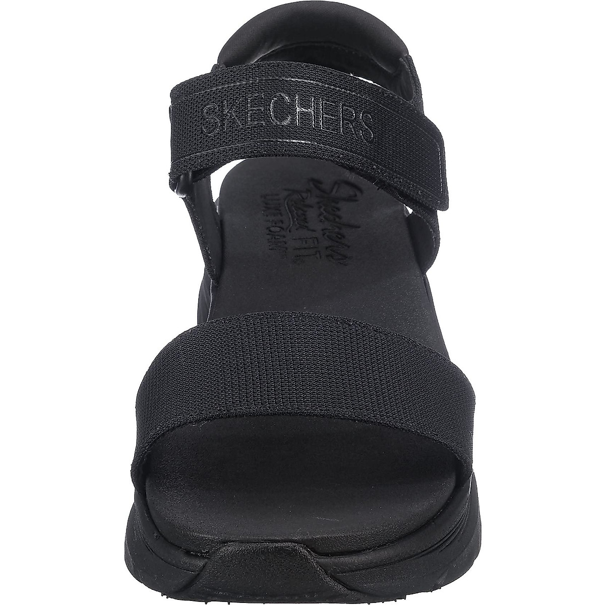 Skechers Cali Women's Women's D'LUX Walker-New Block Sport Sandal, Black/Black, 6