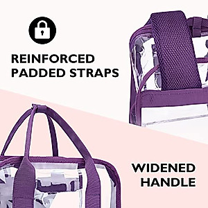 mommore Heavy Duty Clear Backpack Durable See Through Bookbags for Work (Purple, Large)