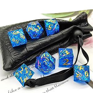 DND Dice Set MTG D&D Apply to Dungeons and Dragons RPG D20 Polyhedral Math Board Game Sharp Edges Galaxy Resin Dice Accessories Gifts Bag-Blue