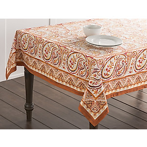 Maison d' Hermine Tablecloth 100% Cotton 70"x108" Washable Rectangle Table Cover Decorative Tablecloths, Dining, Buffet Party & Camping, Palatial Paisley - Thanksgiving/Christmas