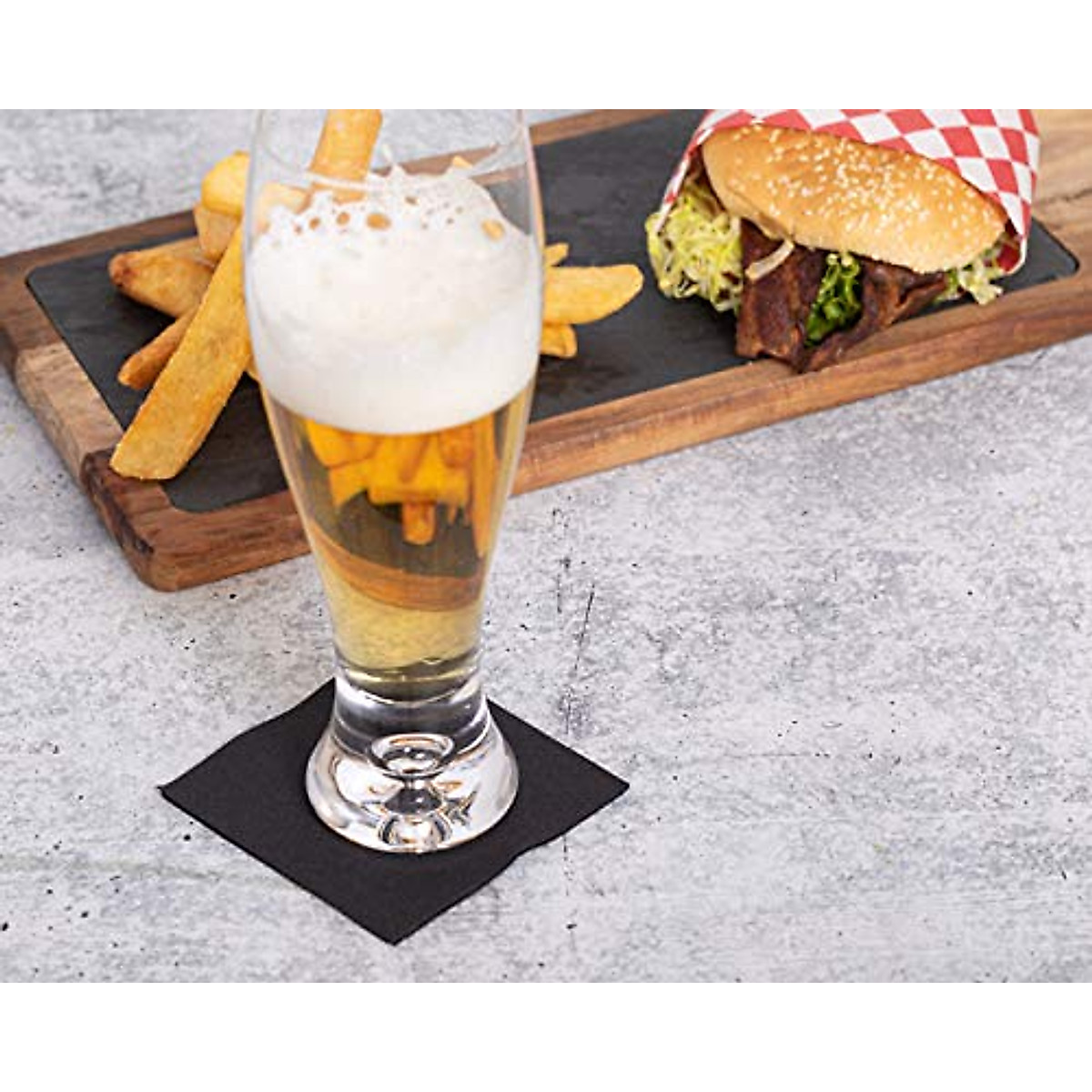 AH AMERICAN HOMESTEAD Cocktail Napkins-Disposable Beverage/Bar Napkins-Black Linen-Like Square Napkins-Eco-Friendly & Compostable-Everyday Use, Party or Wedding 4.75inch x 4.75inch (100 Count, Black)