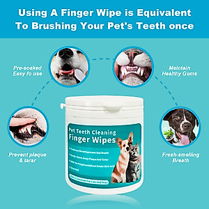 YUVEXAHOO PET Teeth Cleaning Wipes for Dogs & Cats, No-Rinse Finger Toothbrush, Reduces Plaque & Freshens Breath Teeth Care Wipes,Disposable pet Cleaning and Gum Care Wipes, 50 Count