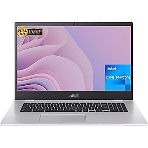 ASUS Chromebook 17 Laptop for Business and Student, 17.3" FHD Display, Intel Celeron-N4500, 4GB RAM, 64GB EMMC+256GB SD Card, Long Battery Life up to 10 Hours, HD Webcam, WiFi 6, Chrome OS