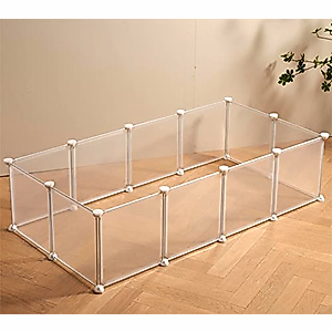 LURIVA Transparent Clear Small Animal Playpen, Guinea Pig Cages, Puppy Dog Pet Rabbit Bunny Indoor Outdoor Fence Pen Enclosure, White Plastic Playpen,12 X 12 Inch, Panels